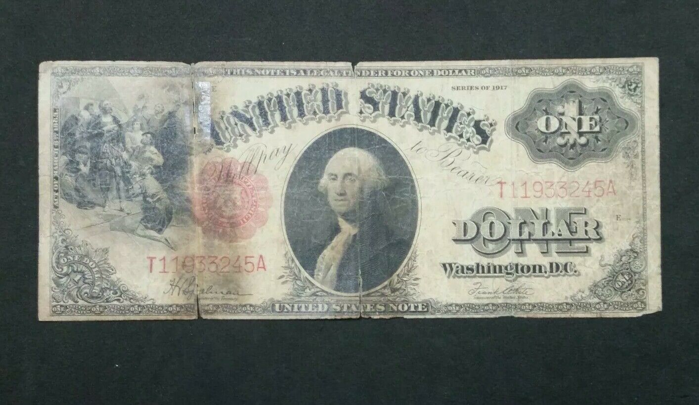 1917 $1 US One Dollar United States Bank Note Over 100 Years Old ...
