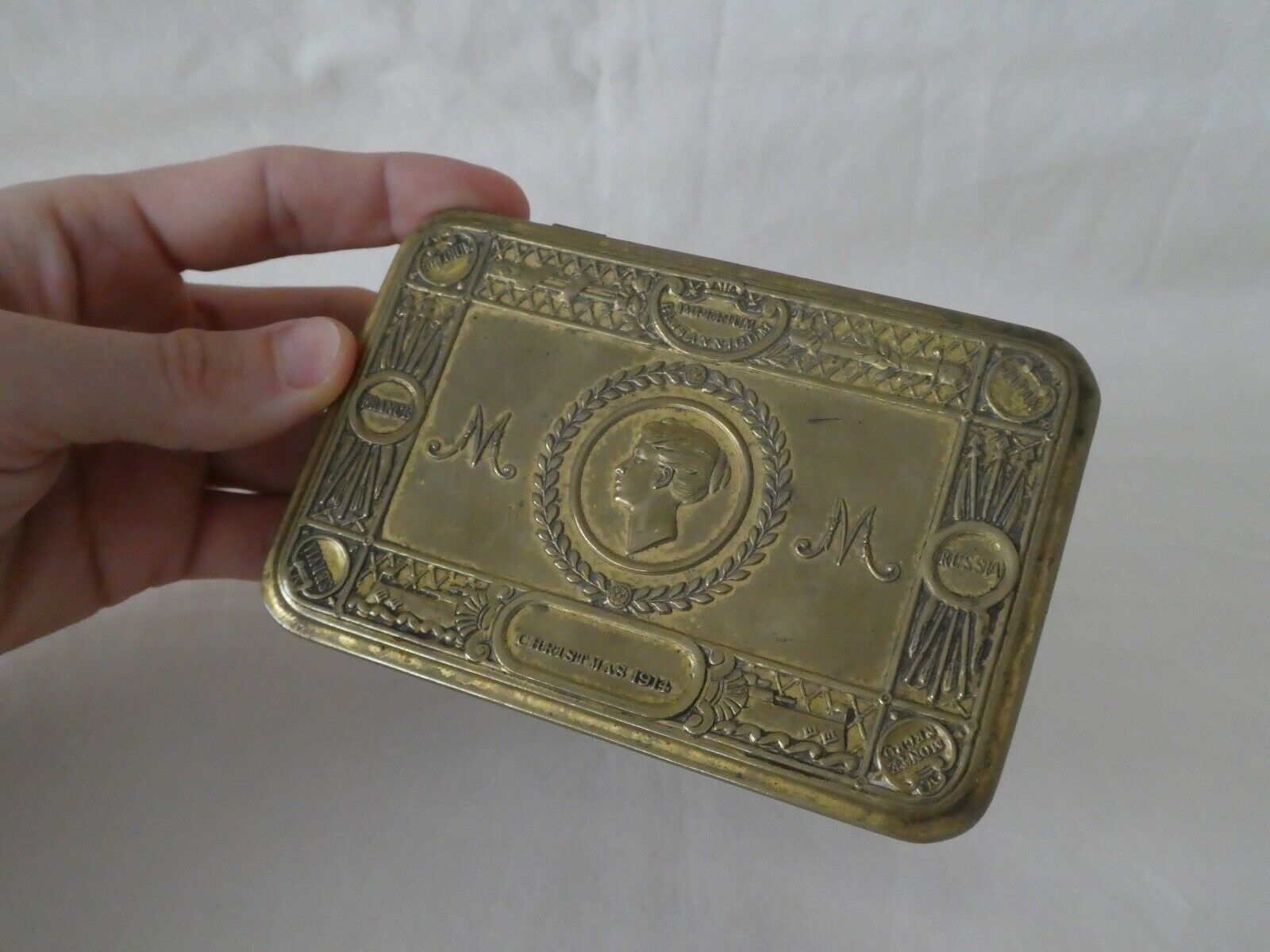Antique WW1 Princess Mary Christmas Tin Box With Cardboard | #20197145