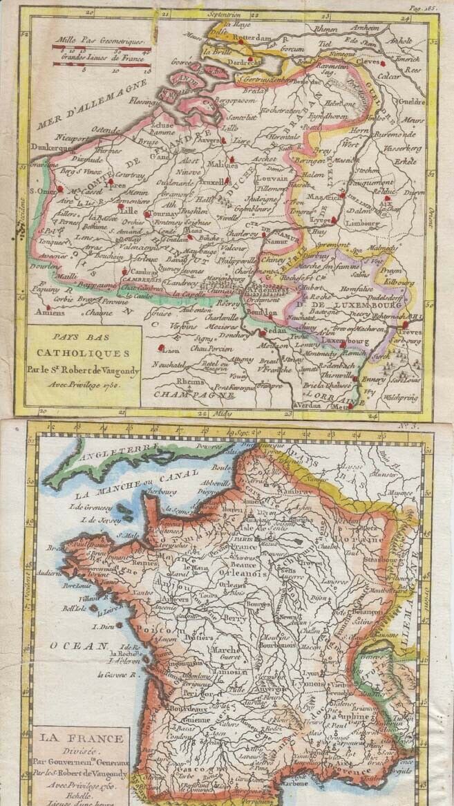 1755 Two Vaugondy Maps Of France And Belgium | #20217051