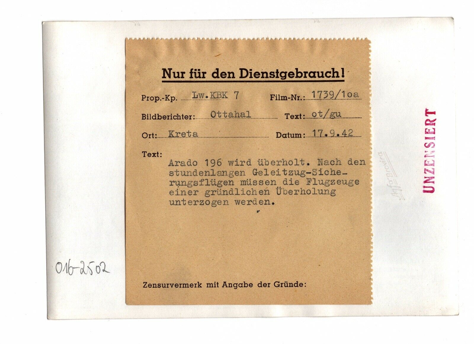 RARE WWII German Luftwaffe Press Photo Of Arado 196 Shipboard Plane In ...