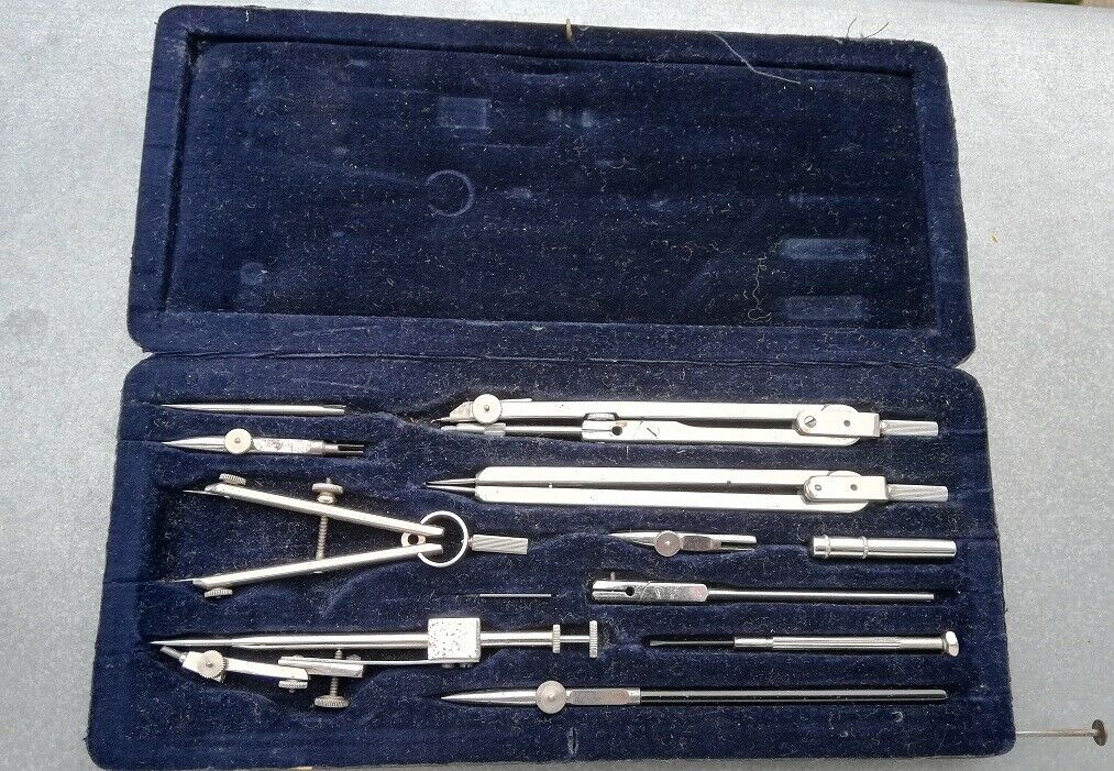 GERMAN WWII WEHRMACHT COMPASS DRAFTING SET FROM MAP CASE WAR RELIC RARE ...