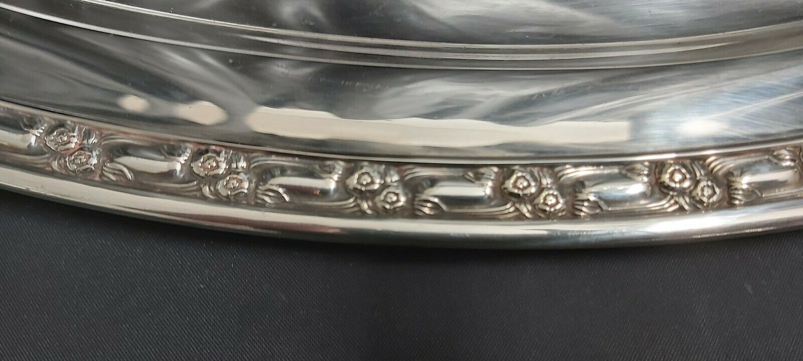 A Large Antique Silver Plated Serving Tray With Elegant Patterns ...