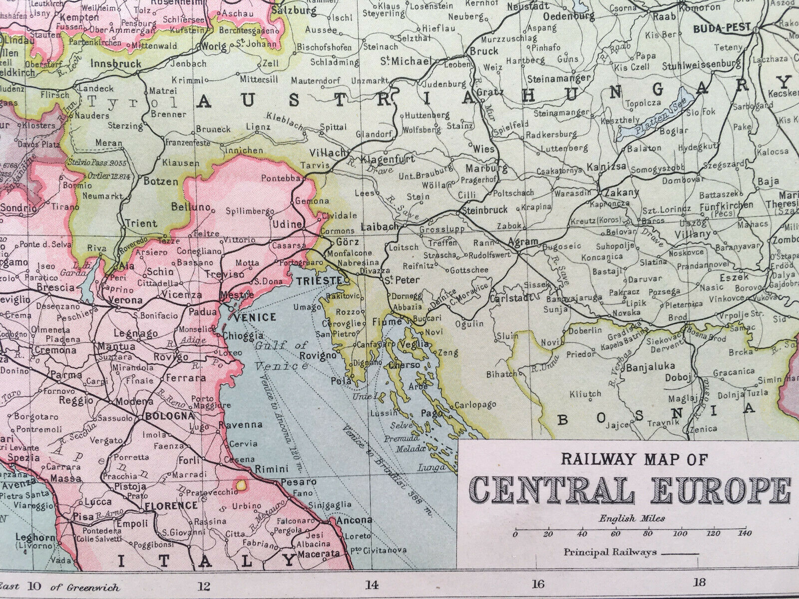 Antique Railway Map Of Europe France Germany England 1910 John ...