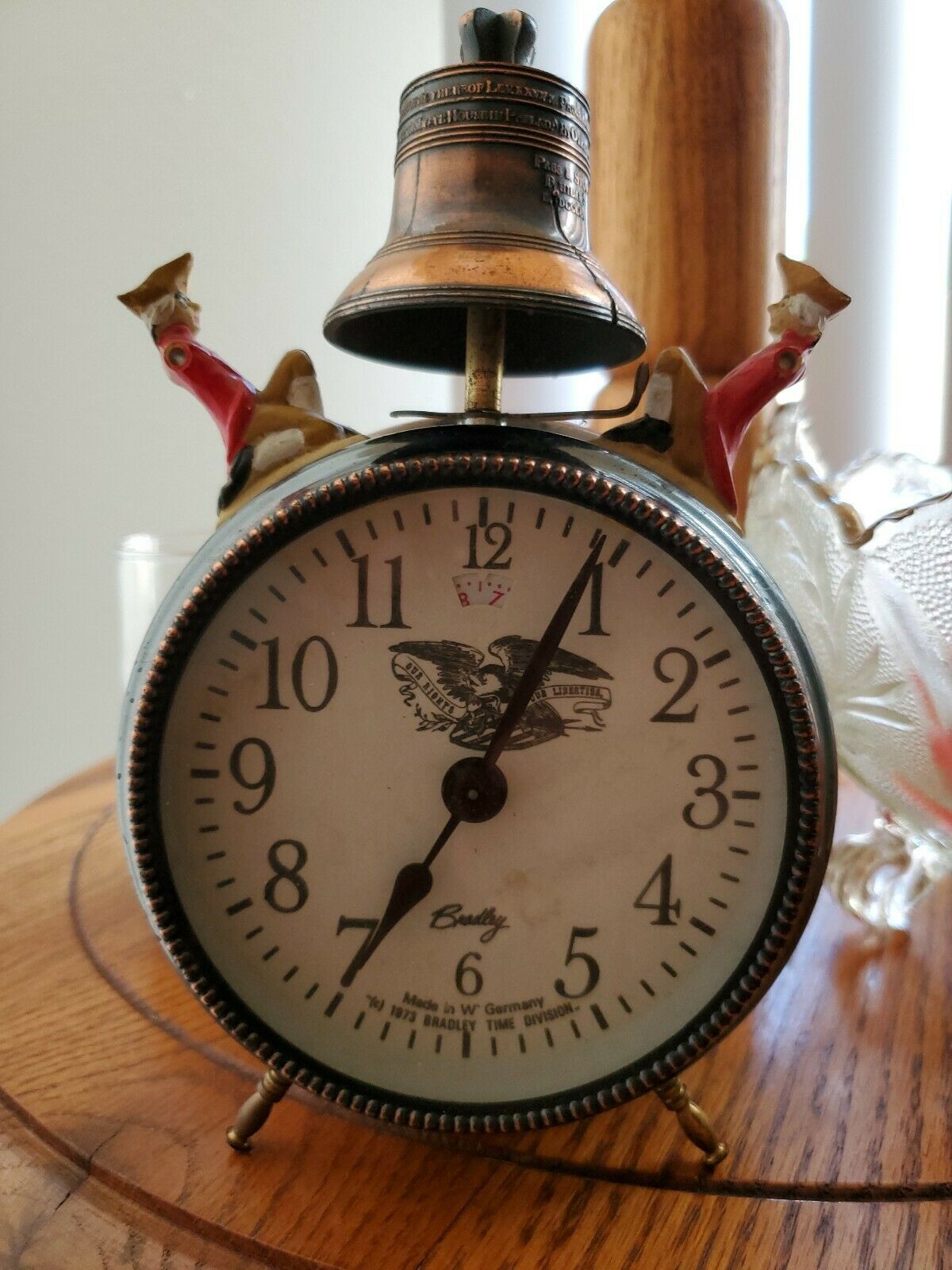 Vintage BRADLEY Wind Up Alarm Clock Brass WEST GERMANY RARE Liberty ...