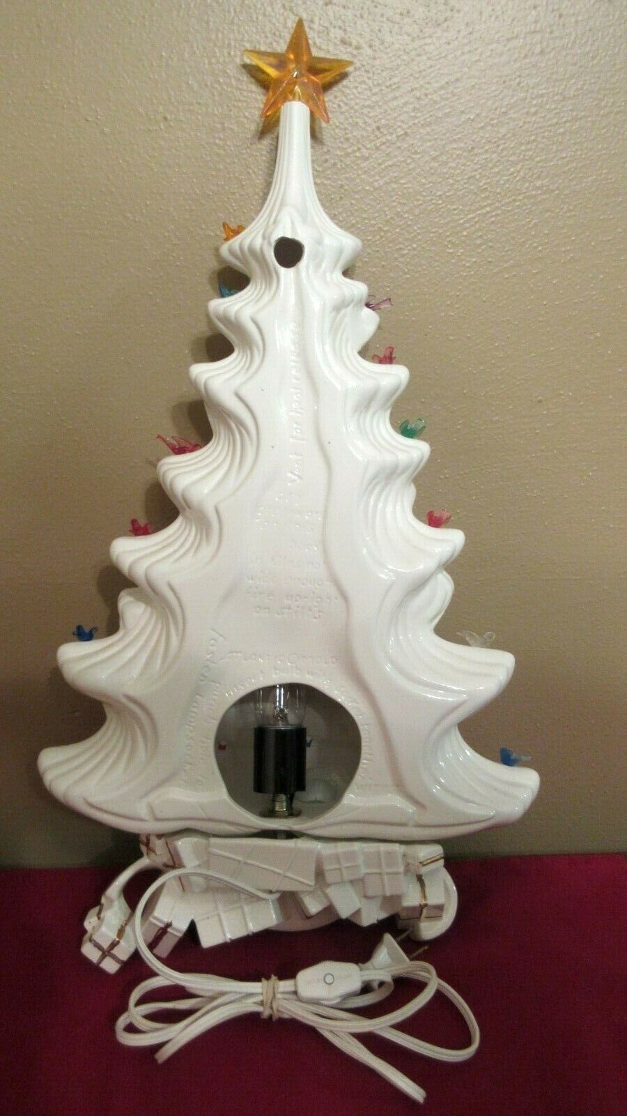 Vtg Atlantic Mold Lighted Ceramic Wall Hanging Christmas Tree - 19 - 1/ ...