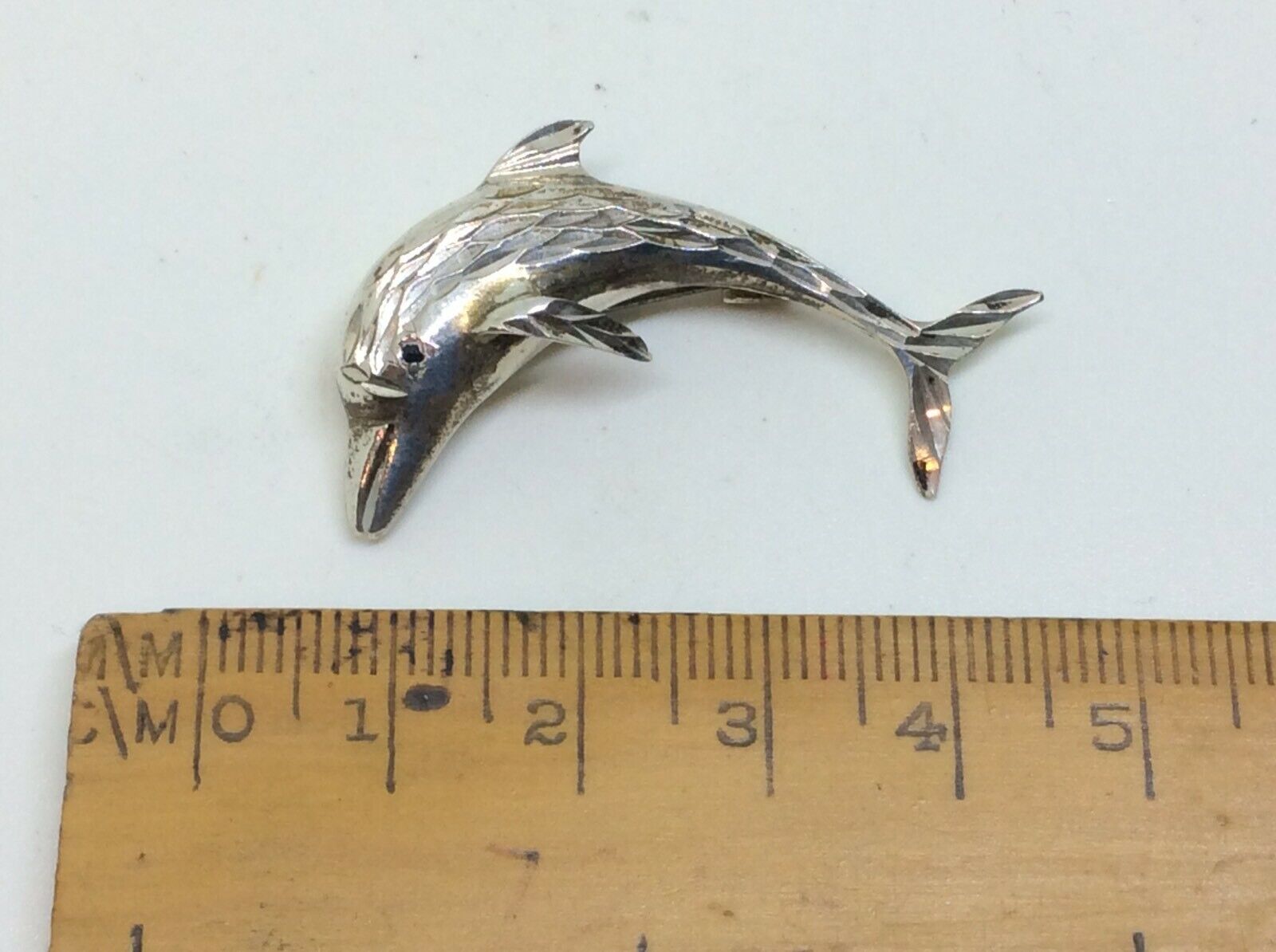 Fantastic Antique Victorian Solid 925 Silver Dolphin Brooch Pin | #20340419