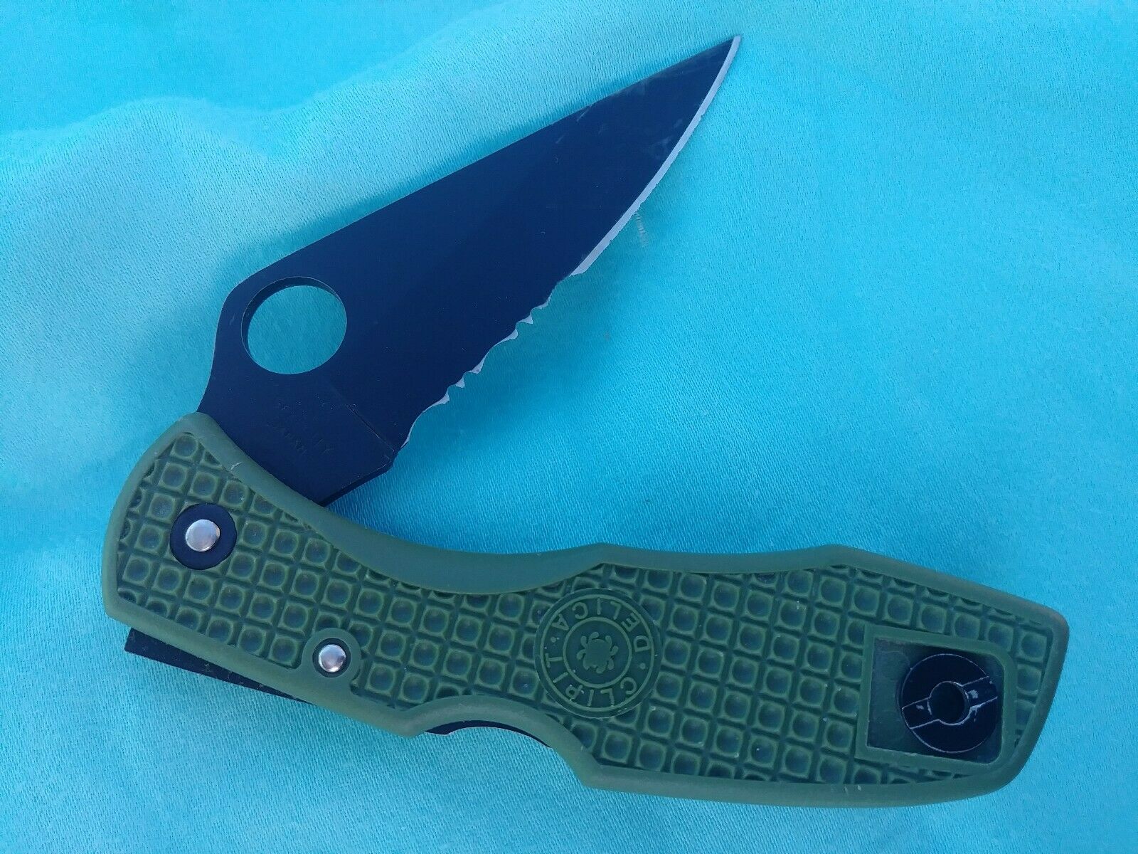 Military Tactical Hunting Green Delica Spyderco Knife Rare Hard To Find ...
