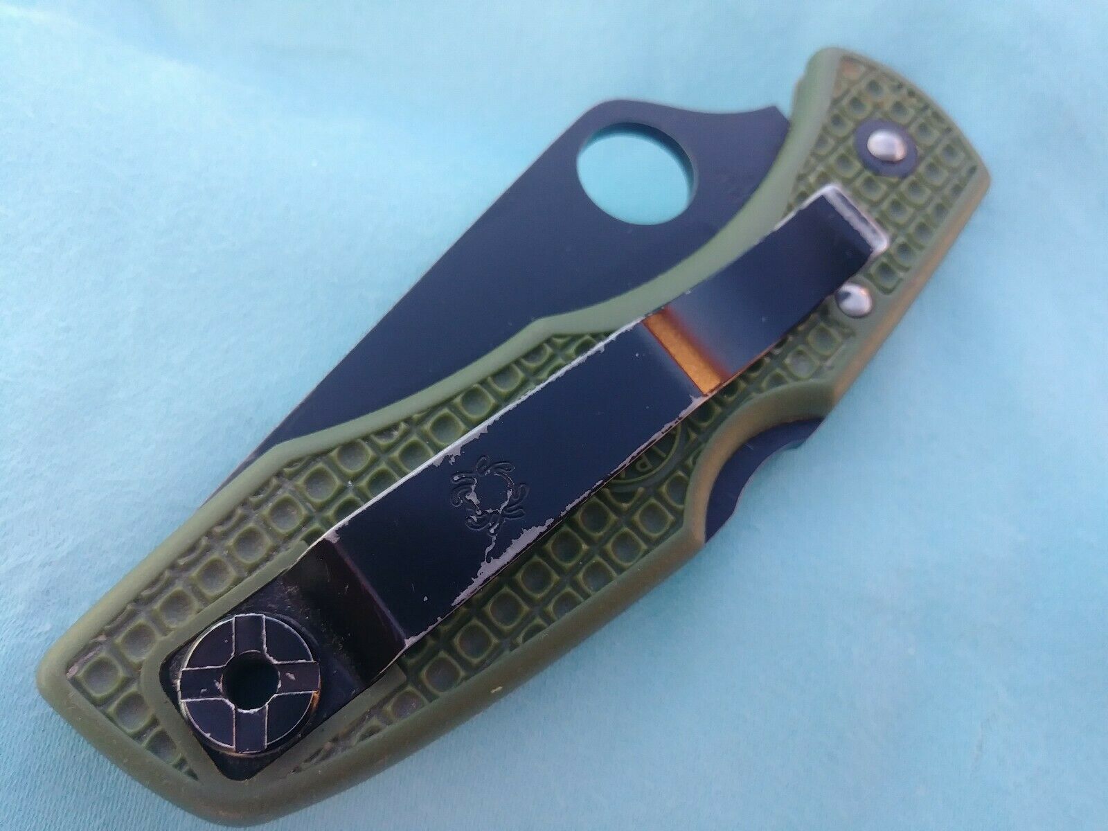 Military Tactical Hunting Green Delica Spyderco Knife Rare Hard To Find ...