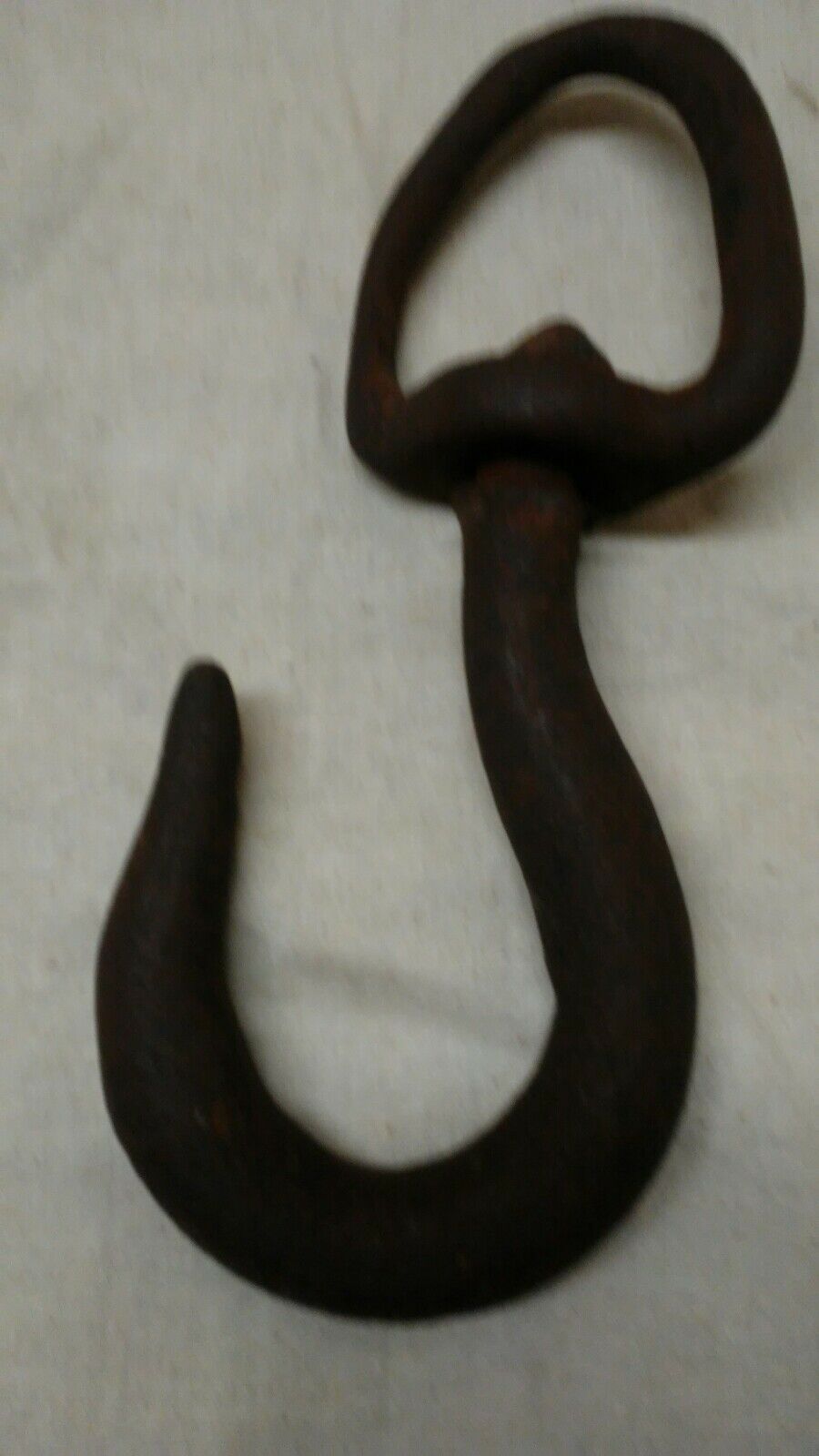 Antique Vintage Primitive Rusty Heavy Cast Iron Farm Hook Heavy | #20361792