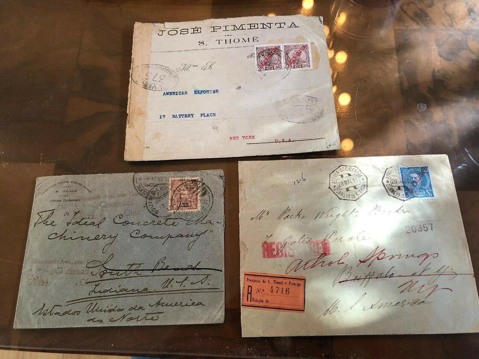 3 Rare 1910’s (Portugal Colonial) São Tomé To USA Postal Covers | #20310903