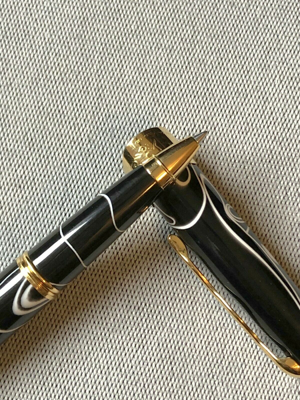 Rare Vintage Jean Pierre Lepine Pen Black And White With Gold Accents ...