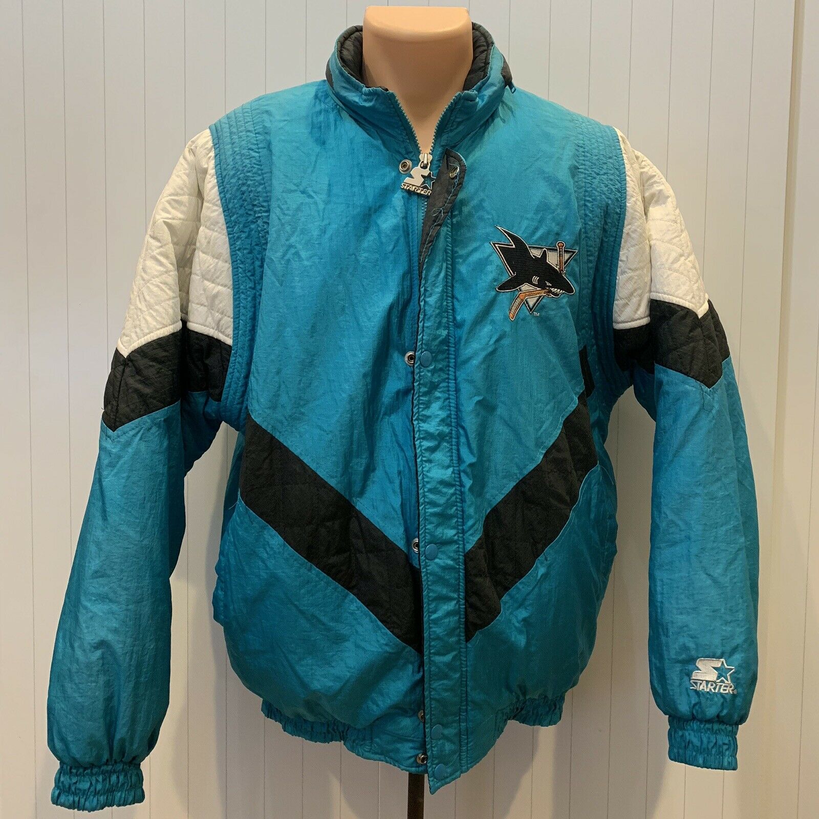 RARE Vintage 90s Starter San Jose Sharks Parka Jacket Mens Size Large ...