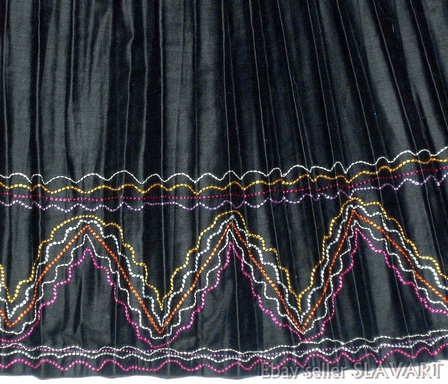 RARE Slovak Folk Costume Apron Black Ethnic Embroidery Rusyn SUMIAC ...