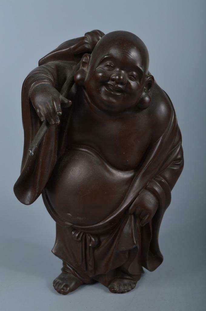 K3510: Japanese Casting Copper HOTEI STATUE Sculpture Ornament ...
