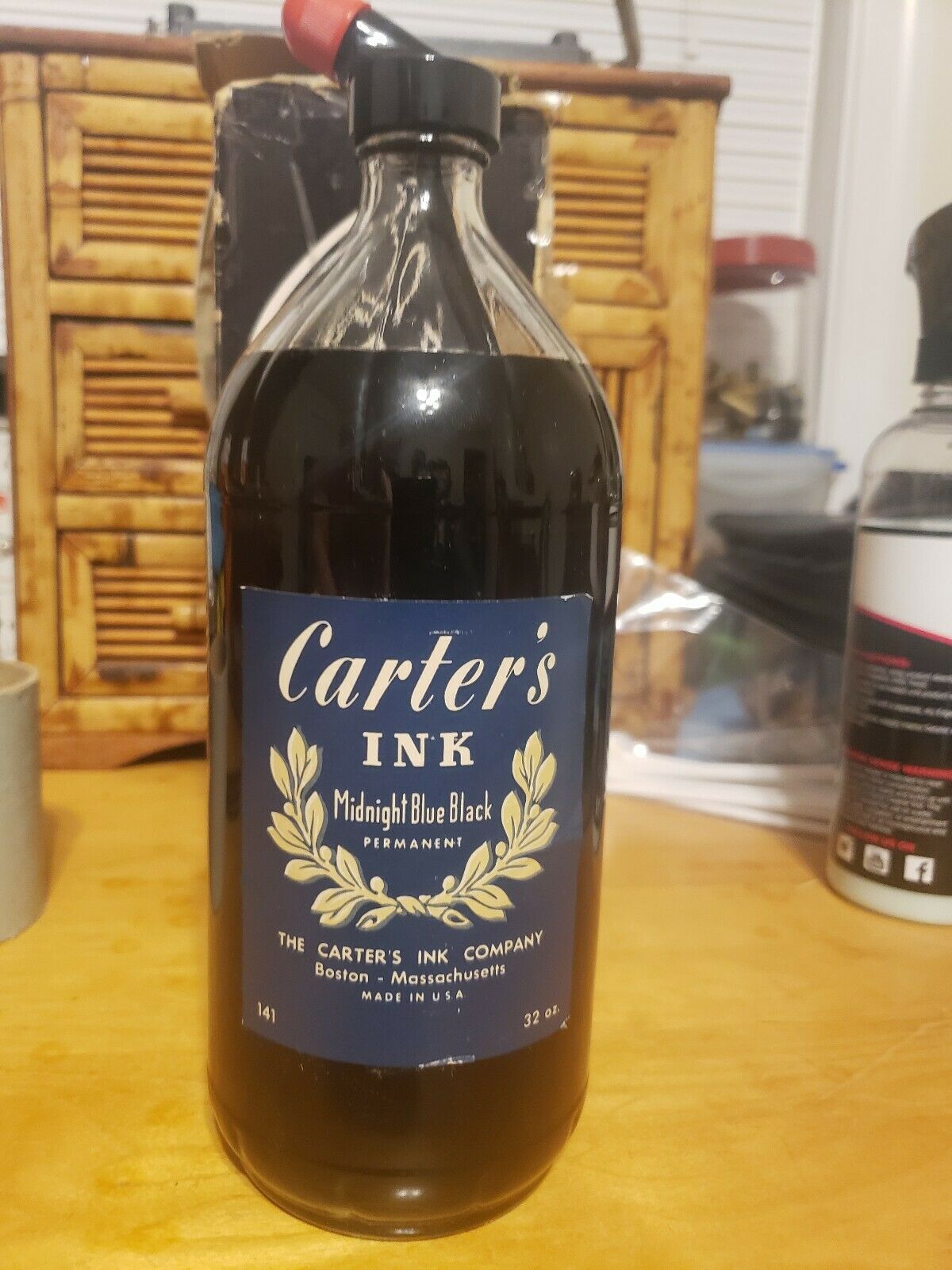 VINTAGE CARTER ' S INK BOTTLE LABEL MIDNIGHT BLUE BLACK FOUNTAIN PEN ...