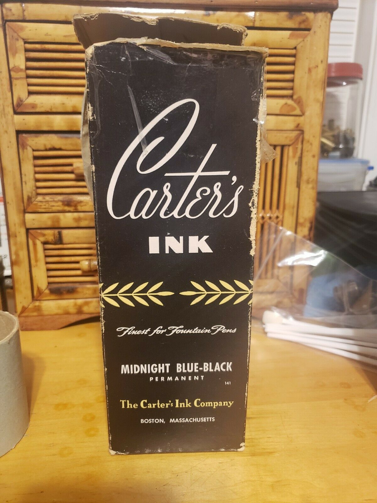 VINTAGE CARTER ' S INK BOTTLE LABEL MIDNIGHT BLUE BLACK FOUNTAIN PEN ...
