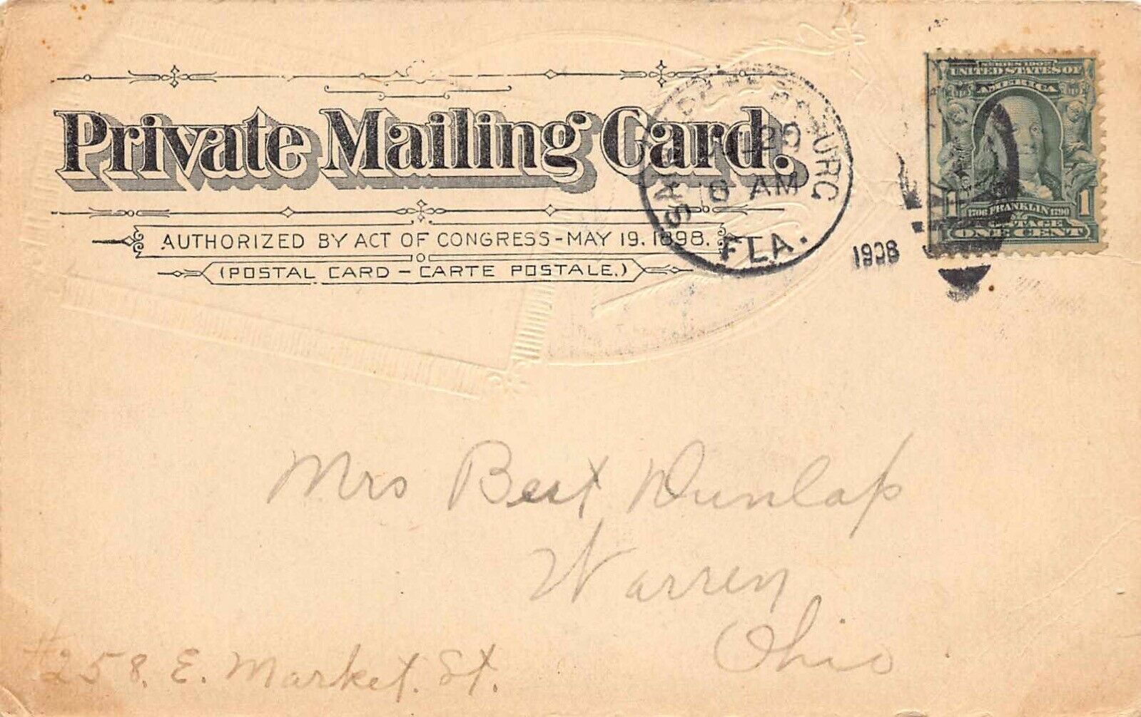 FL 1908 FLORIDA VERY RARE Private Mailing Card The Wharf At St ...