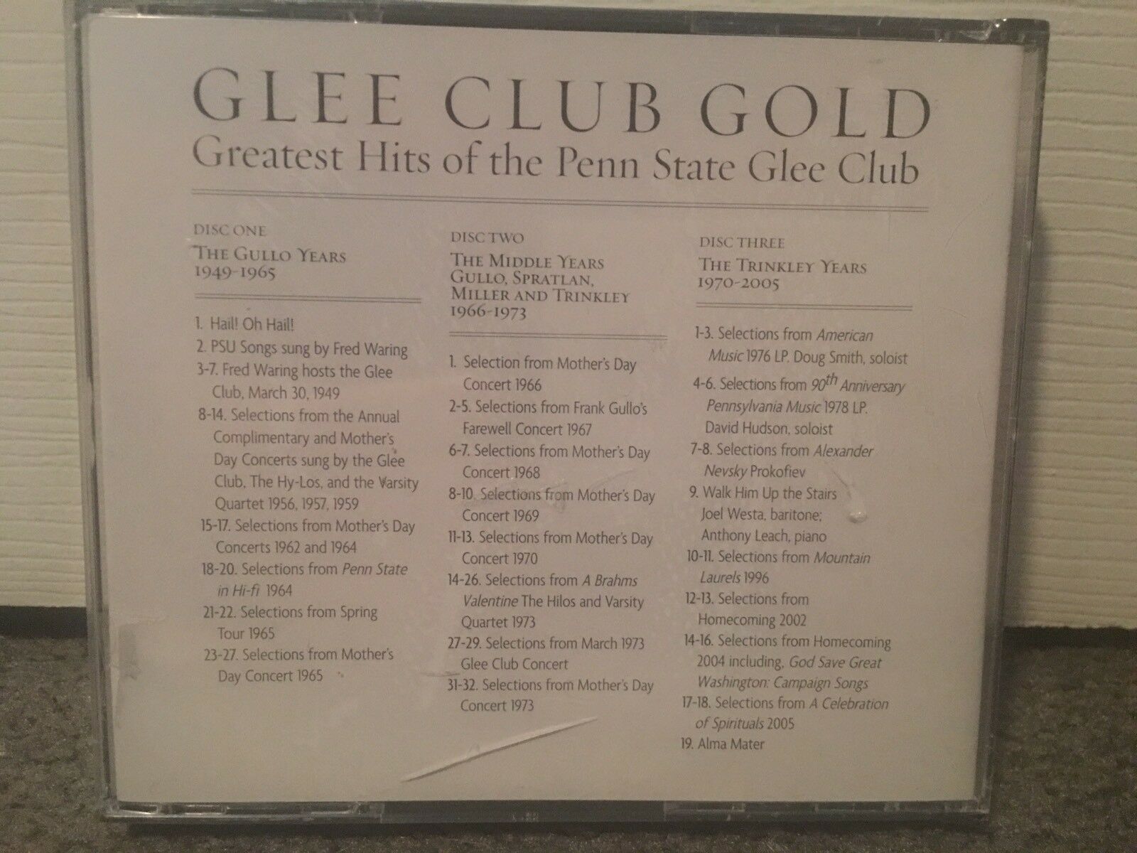 Glee Club Gold Greatest Hits Of The Penn State University Glee Club CD ...