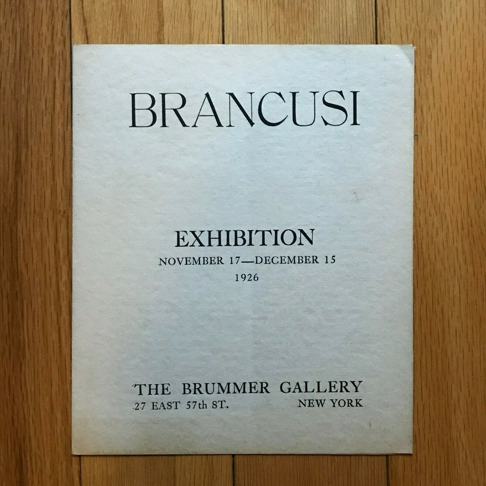 Rare 1926 Constantin BRANCUSI Exhibition Brochure BRUMMER GALLERY NYC ...