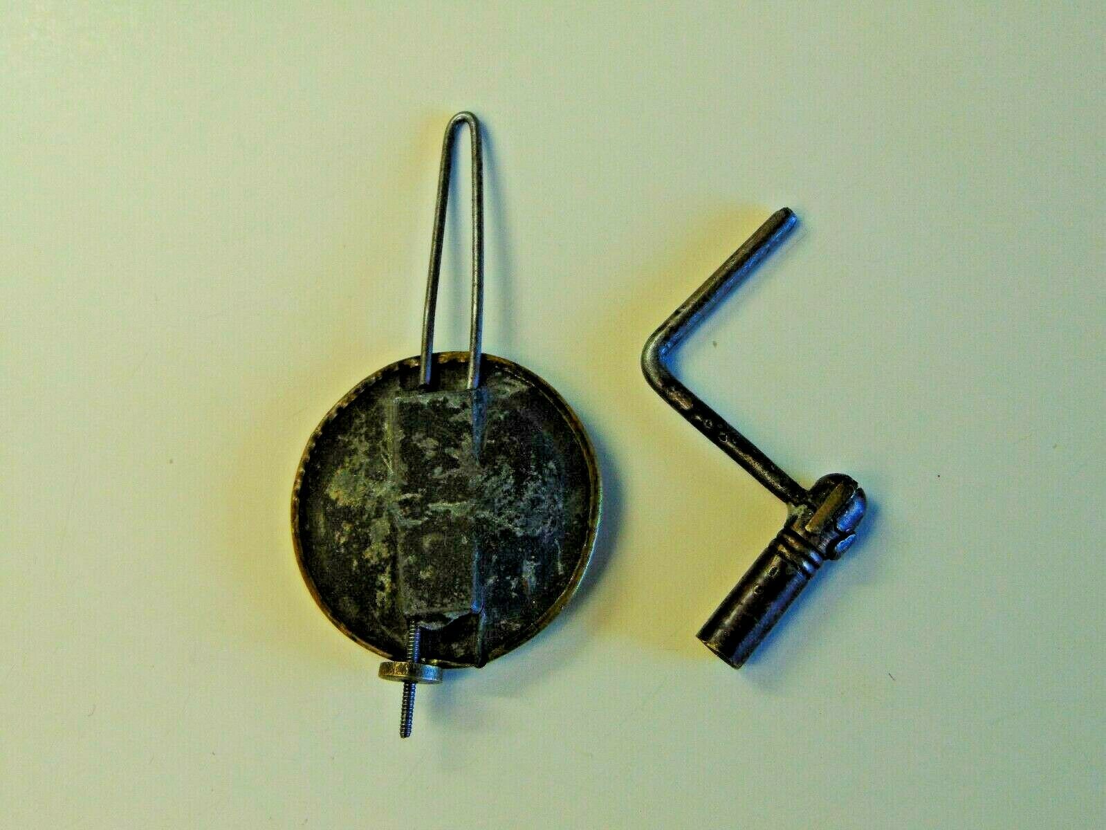 OLD ANTIQUE OGEE OG CLOCK PENDULUM & CRANK KEY CLOCK PARTS | #20580358